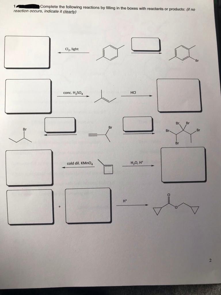 Solved 11 Complete the following reactions by filling in the | Chegg.com