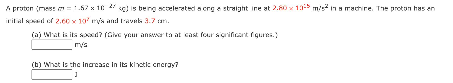 Solved A proton (mass m = 1.67 x 10-27 kg) is being | Chegg.com