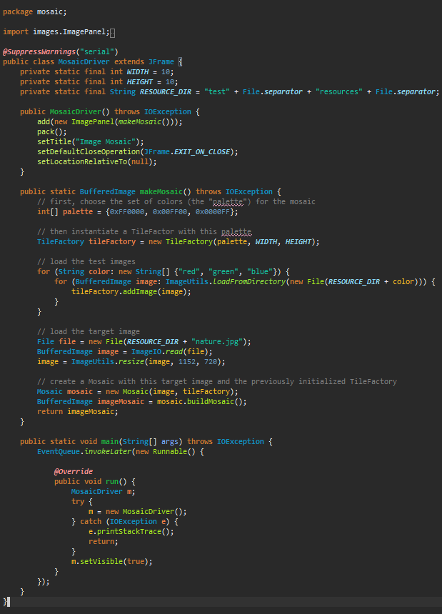 package mosaic; import images. ImagePanel; | Chegg.com