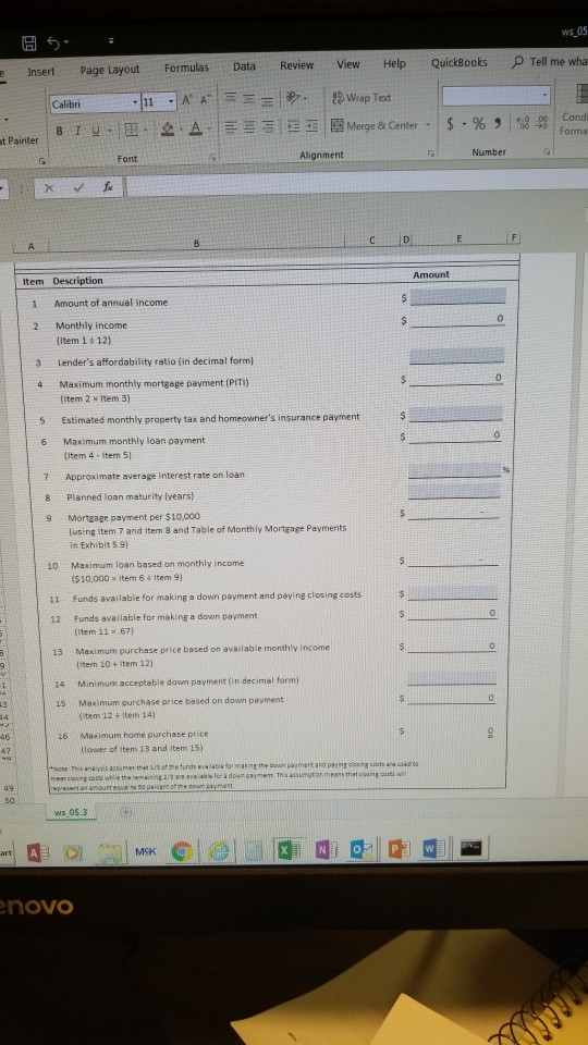 Solved WORKSHEET INFORMATION FOR 5.3,Home Affordability B) | Chegg.com