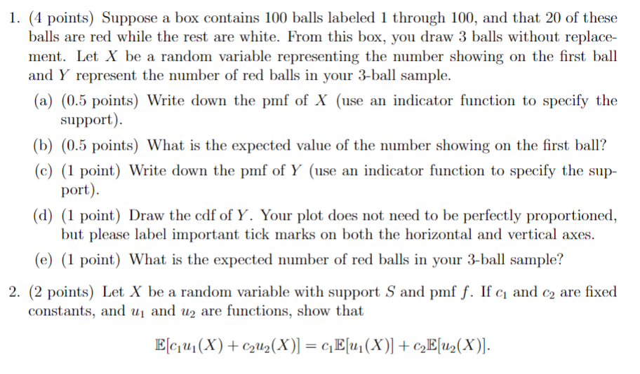 Solved 1. (4 points) Suppose a box contains 100 balls | Chegg.com