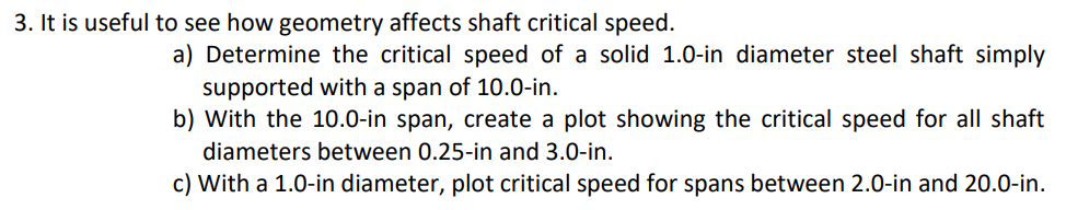 Solved 3. It is useful to see how geometry affects shaft | Chegg.com