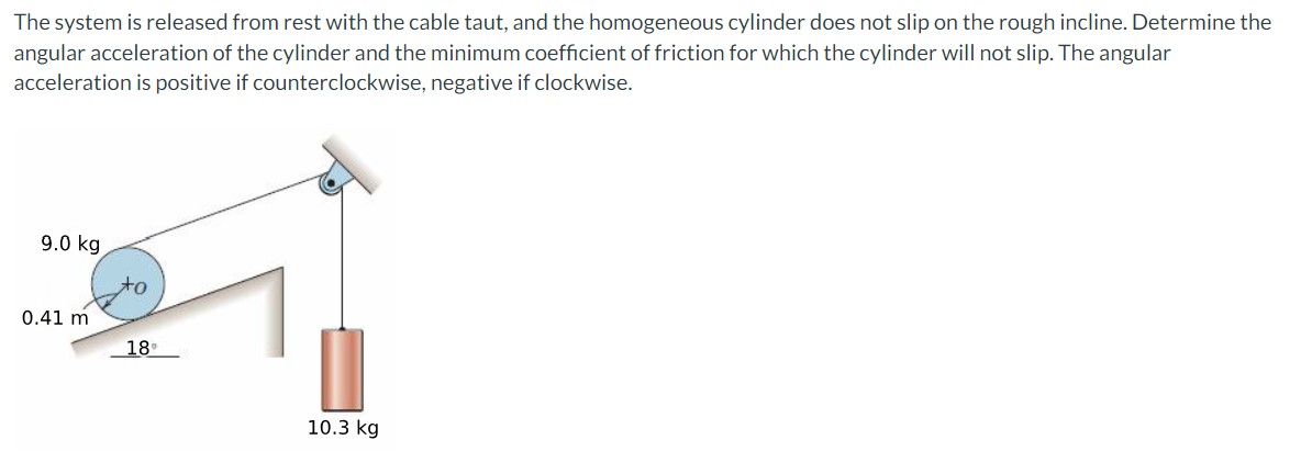 Solved The system is released from rest with the cable taut, | Chegg.com