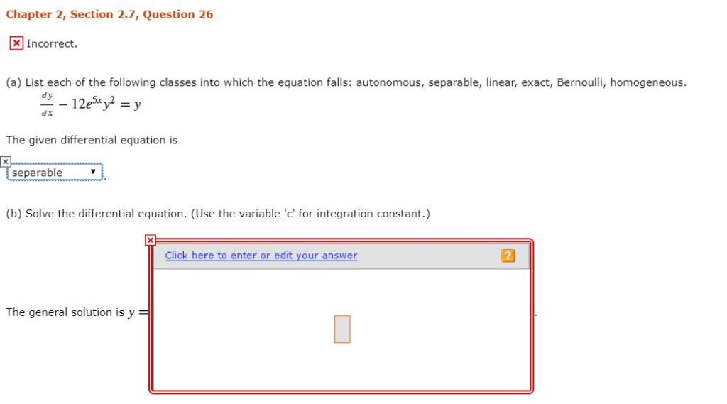 Solved Chapter 2, Section 2.7, Question 26 Incorrect (a) | Chegg.com