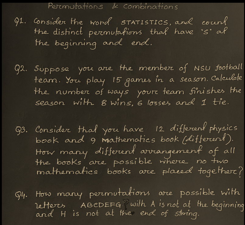 Solved Permutations \& combinations Q1. Consider the word | Chegg.com