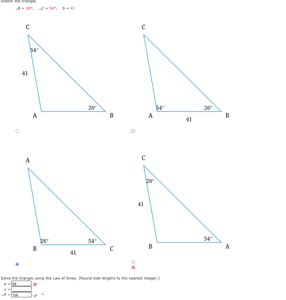 Solved Solve the triangle using the Law of Sines. (Assume b | Chegg.com