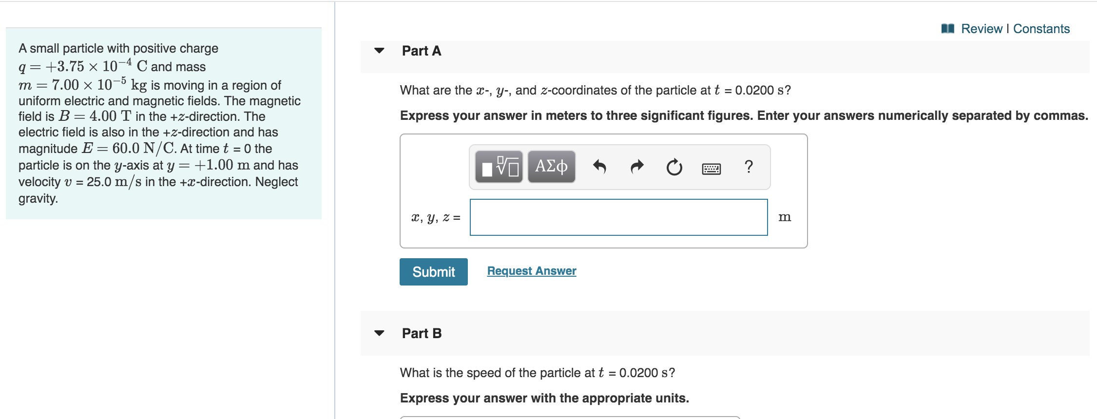 Solved Review | Constants Part A A small particle with | Chegg.com