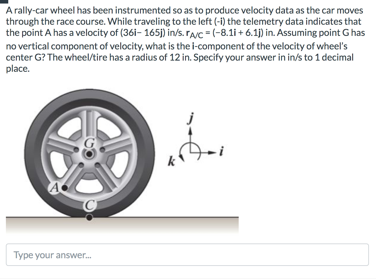 Solved = A rally-car wheel has been instrumented so as to | Chegg.com