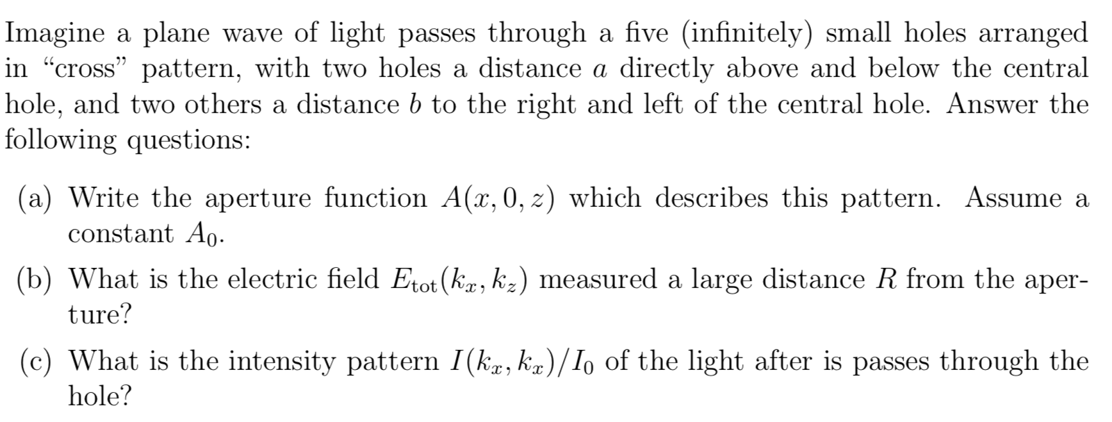Solved Imagine a plane wave of light passes through a five | Chegg.com