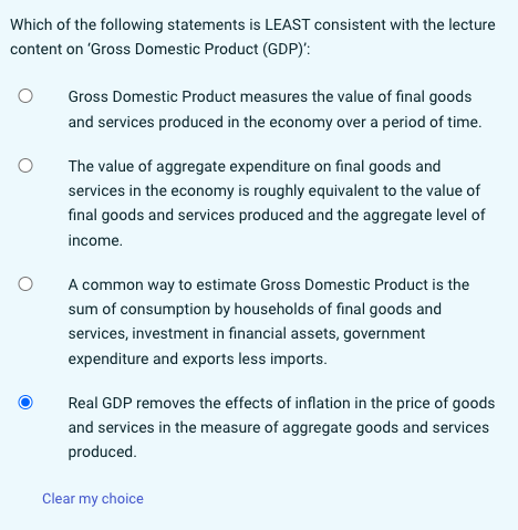Solved Which of the following statements is LEAST consistent | Chegg.com