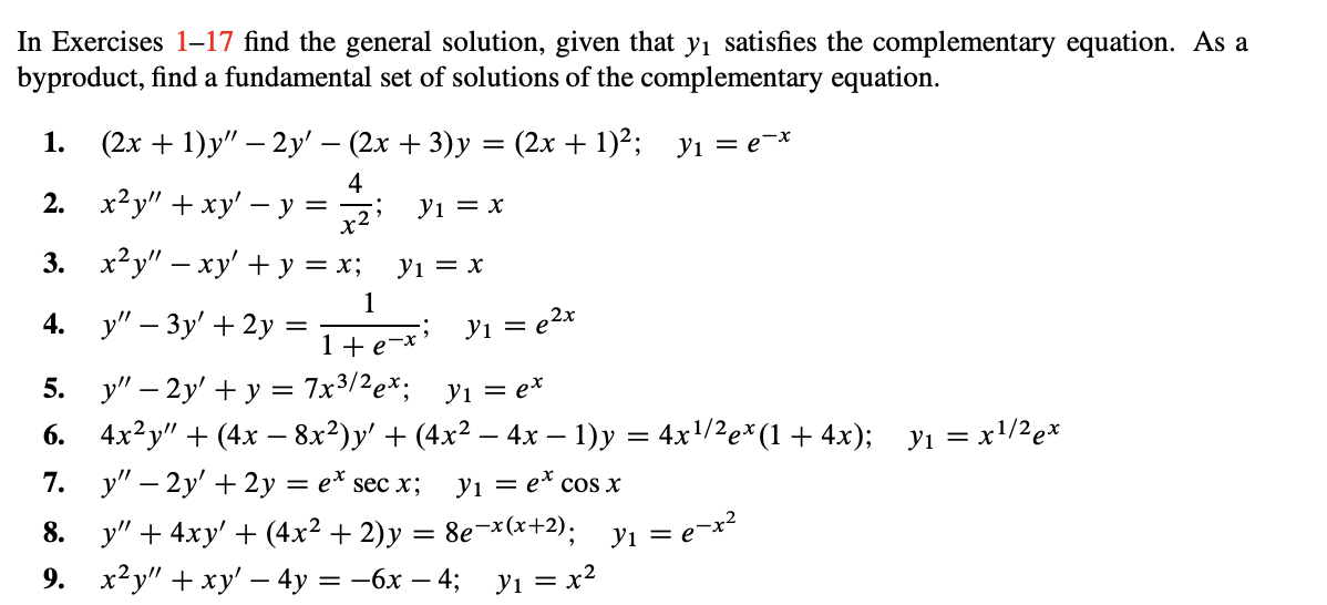 Solved In Exercises 1-17 find the general solution, given | Chegg.com