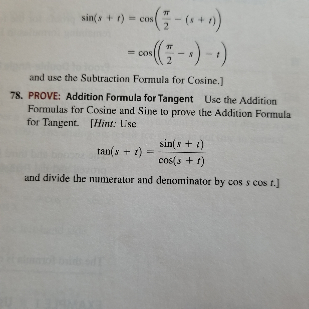 Solved sin(s +)(s + 1) and use the Subtraction Formula for | Chegg.com