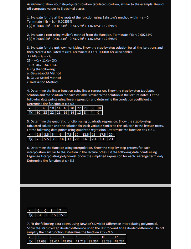 Solved Assignment: Show your step-by-step solution tabulated | Chegg.com