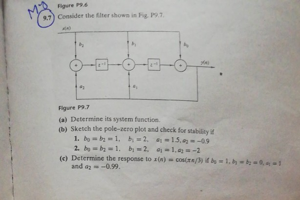 Solved M.y 9.7 Consider the filter shown in Fig. P9.7 Figure | Chegg.com