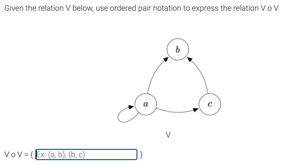 Solved Given the relation V below, use ordered pair notation | Chegg.com