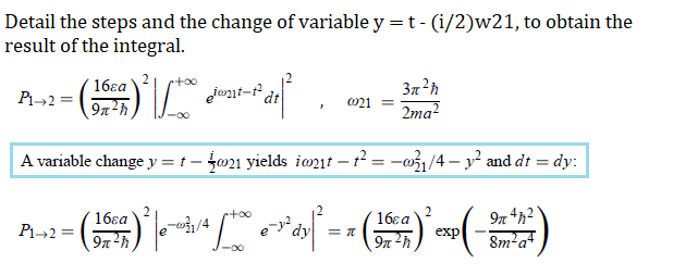 Solved Detail the steps and the change of variable | Chegg.com