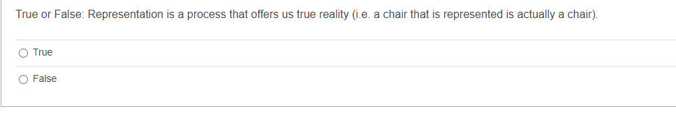 Solved True or False: Representation is a process that | Chegg.com