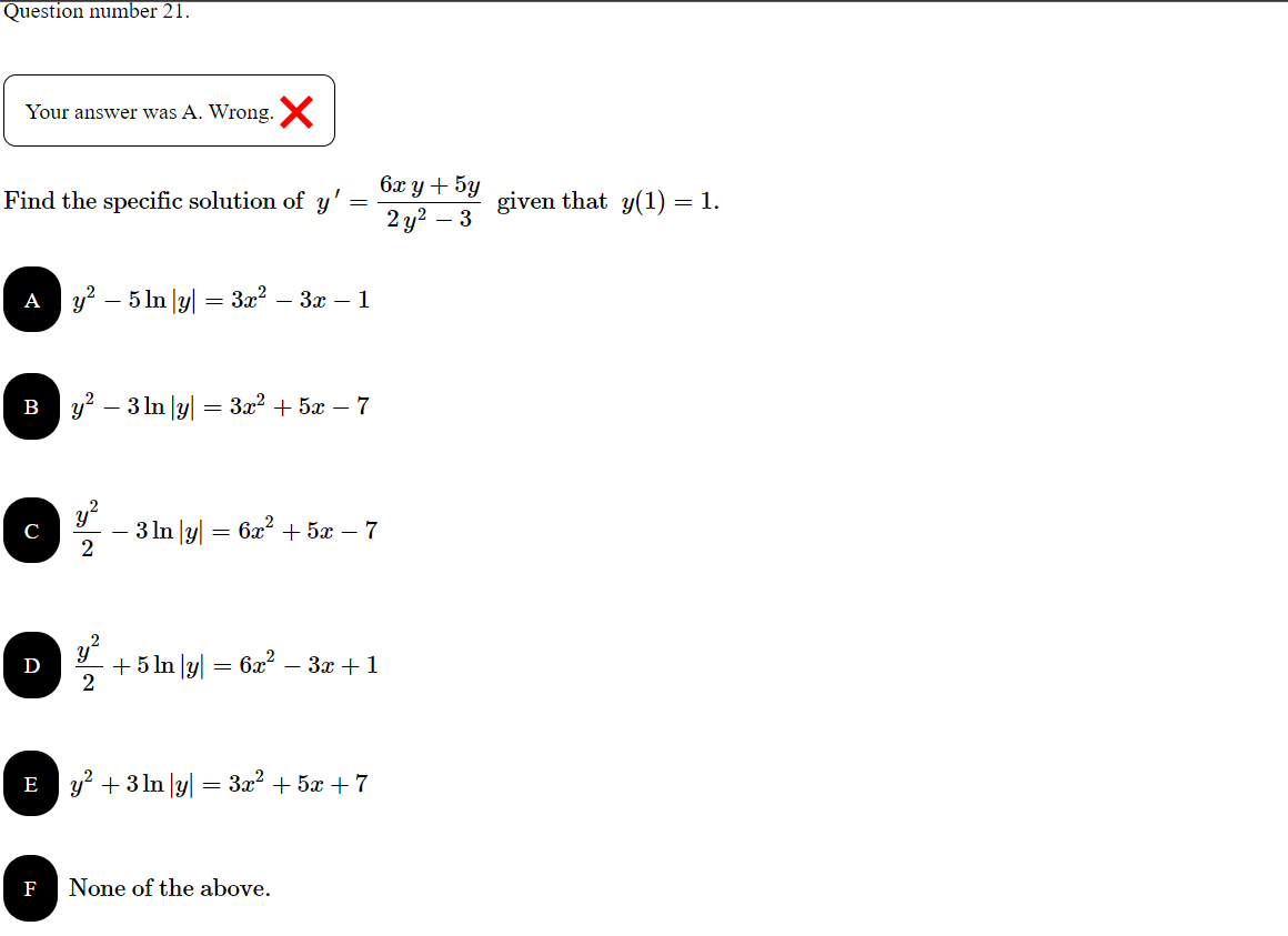Solved Question number 21.Find the specific solution of | Chegg.com