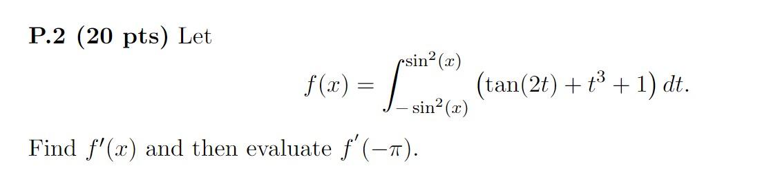 Solved P.2 (20 pts) Let | Chegg.com