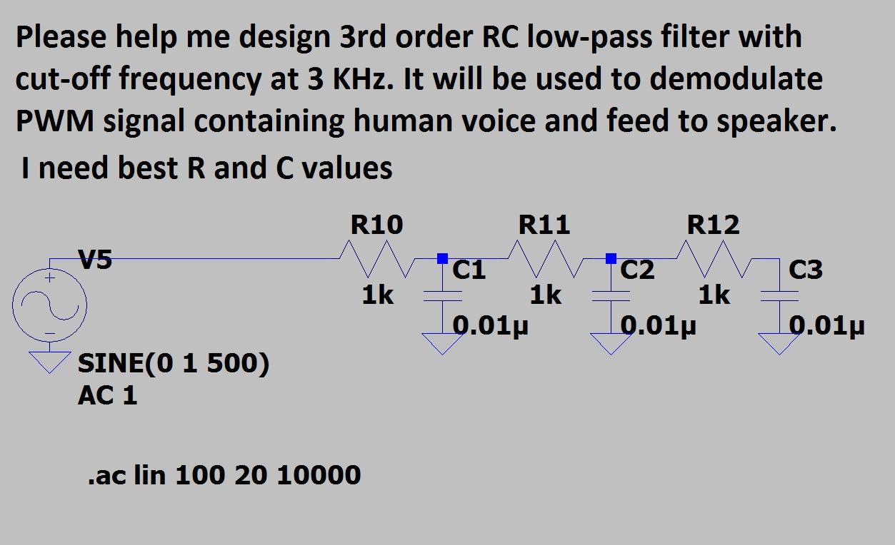 Solved Please help me design 3rd order RC low-pass filter | Chegg.com