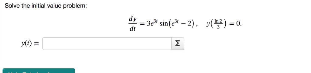 Solved Solve the initial value problem: In2 3e sirn | Chegg.com