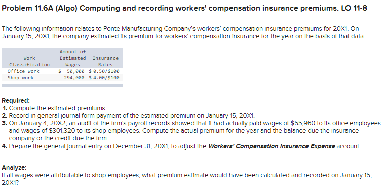 Solved Problem 11.6A (Algo) Computing and recording workers' | Chegg.com