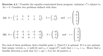 Solved Exercise 4.1." Consider the equality-constrained | Chegg.com