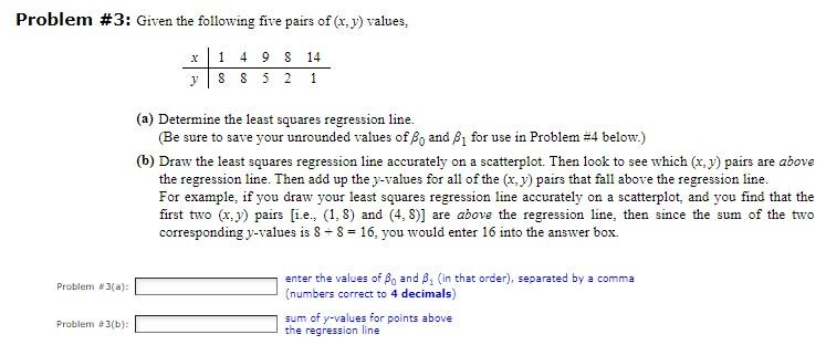 Solved Problem #3: Given the following five pairs of (x, y) | Chegg.com