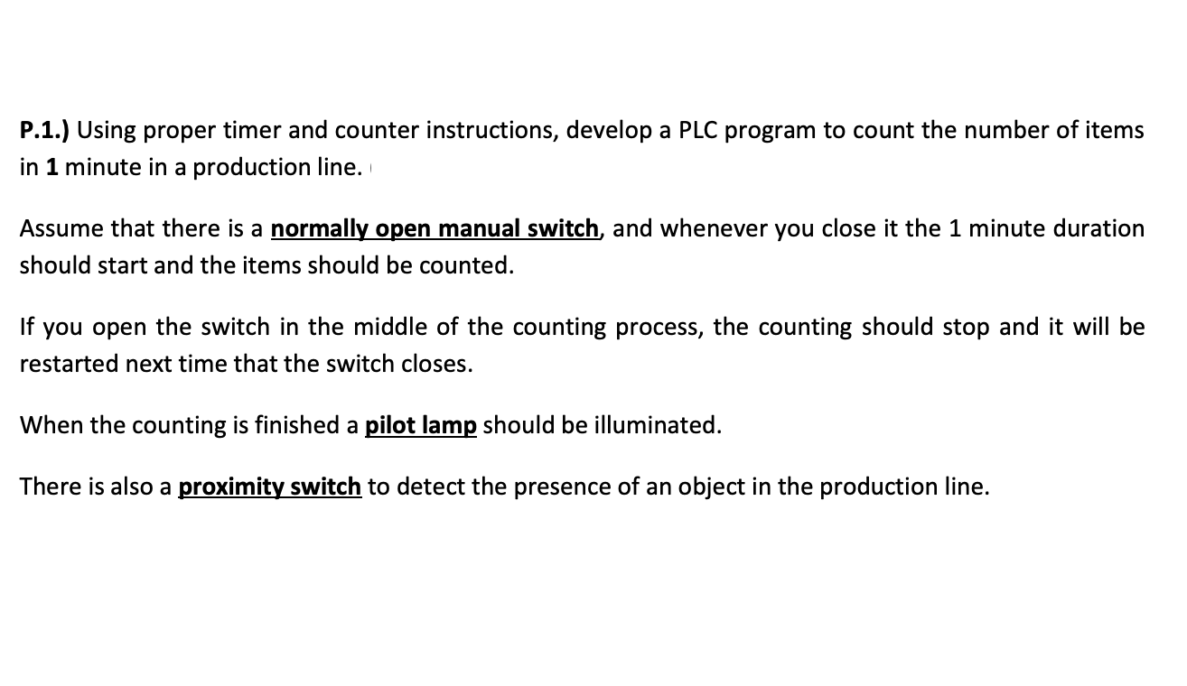 Solved P.1.) Using proper timer and counter instructions, | Chegg.com