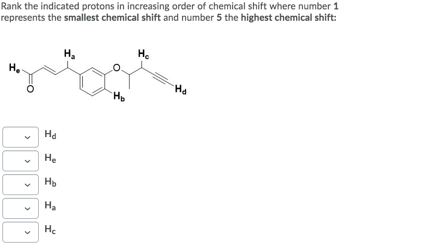Solved Rank the indicated protons in increasing order of | Chegg.com
