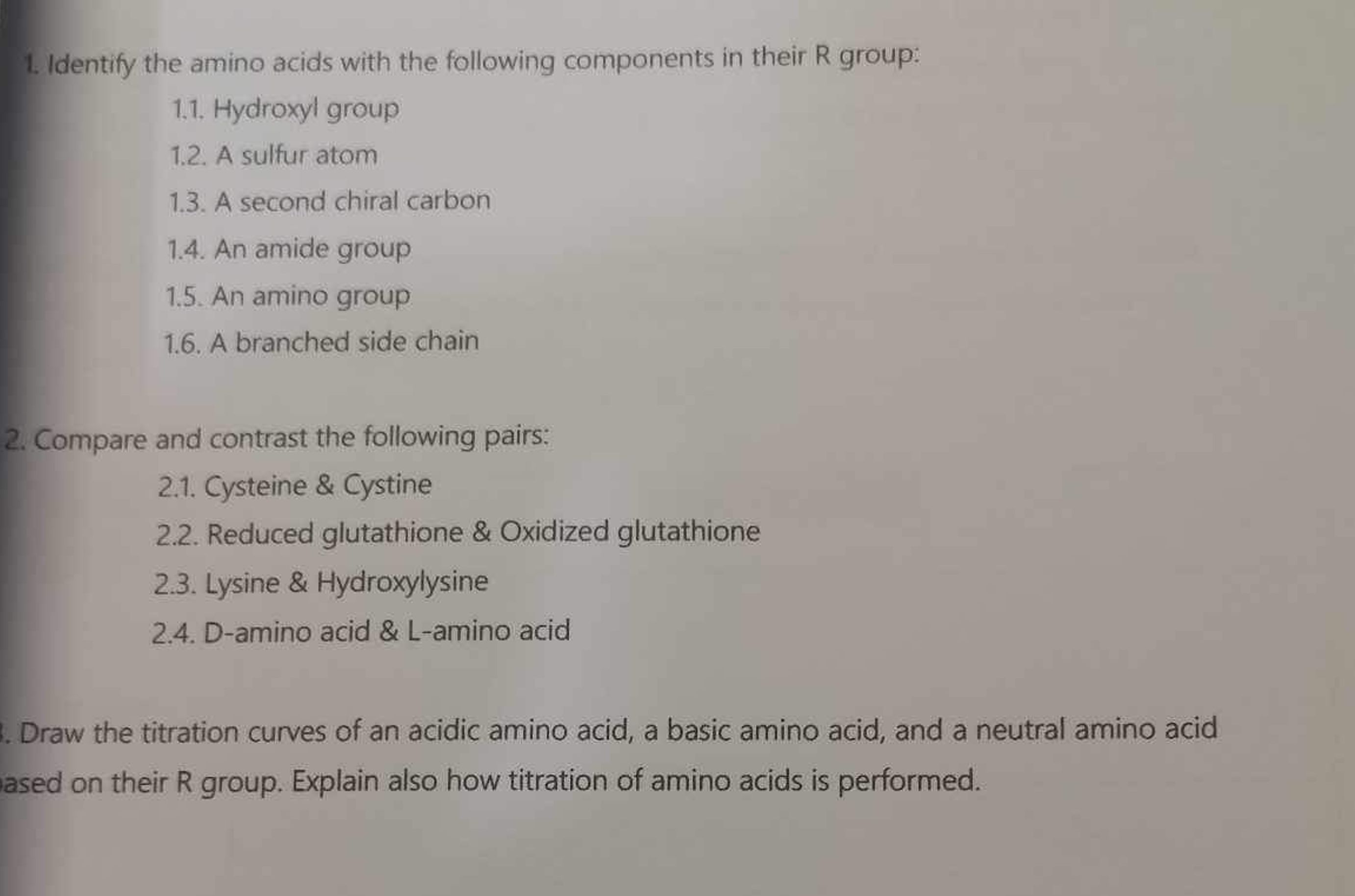 Solved Identify the amino acids with the following | Chegg.com