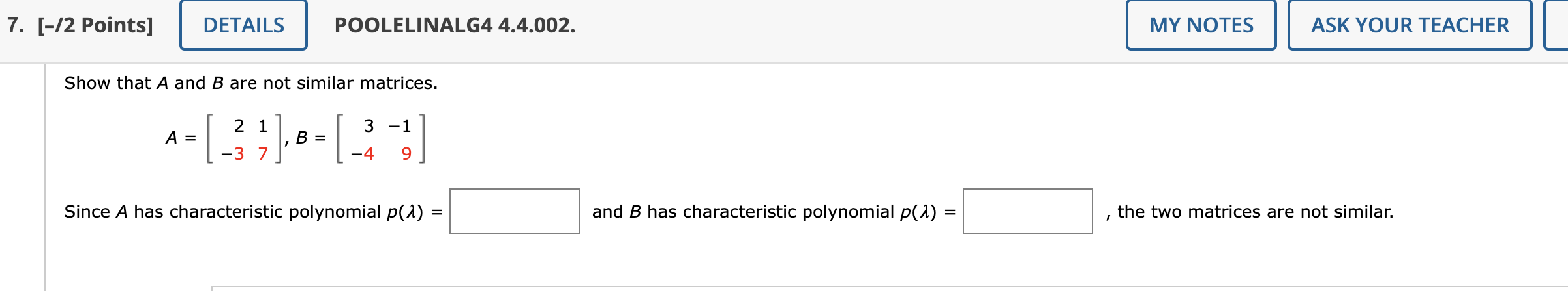 Solved Show that A and B ﻿are not similar | Chegg.com