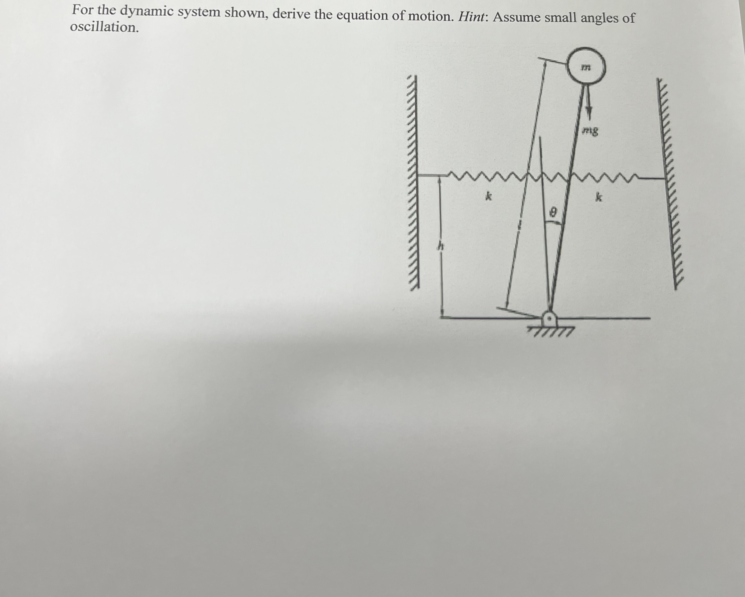 Solved For the dynamic system shown, derive the equation of | Chegg.com