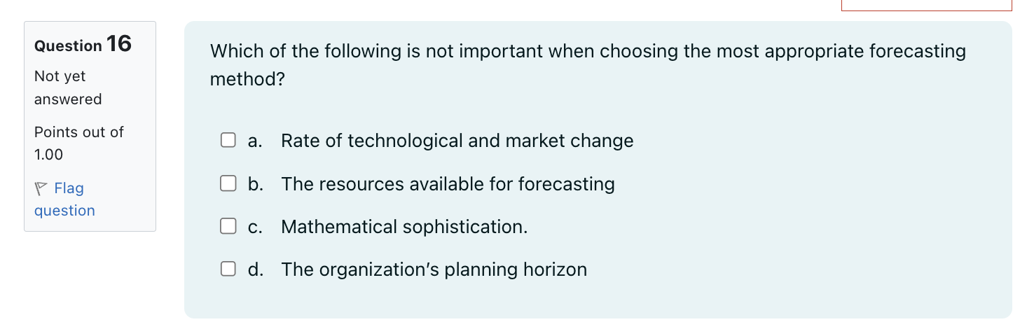 Solved Which of the following is not important when choosing | Chegg.com