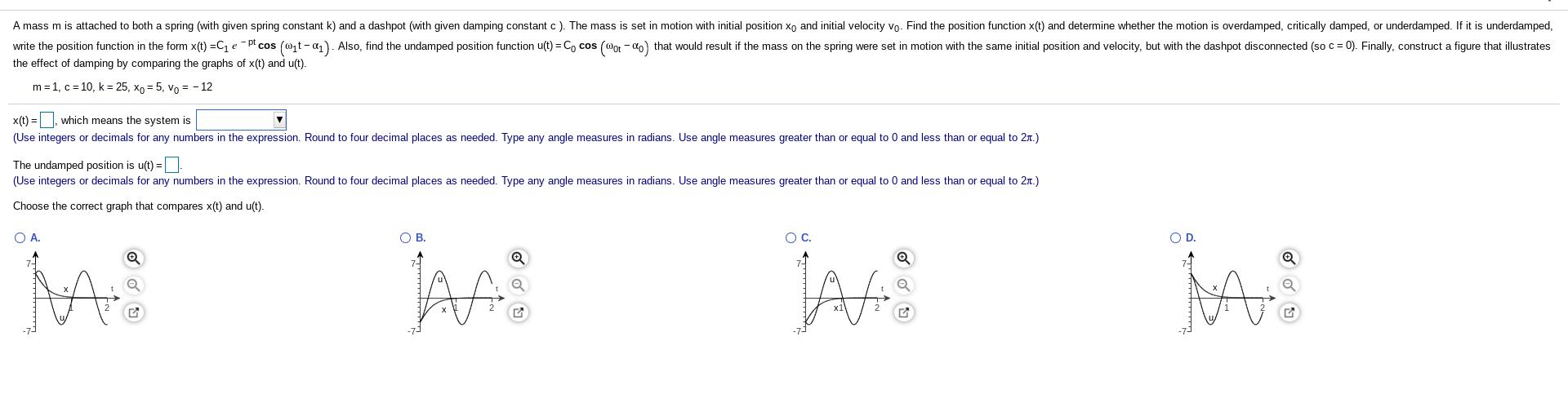 Solved A mass m is attached to both a spring (with given | Chegg.com