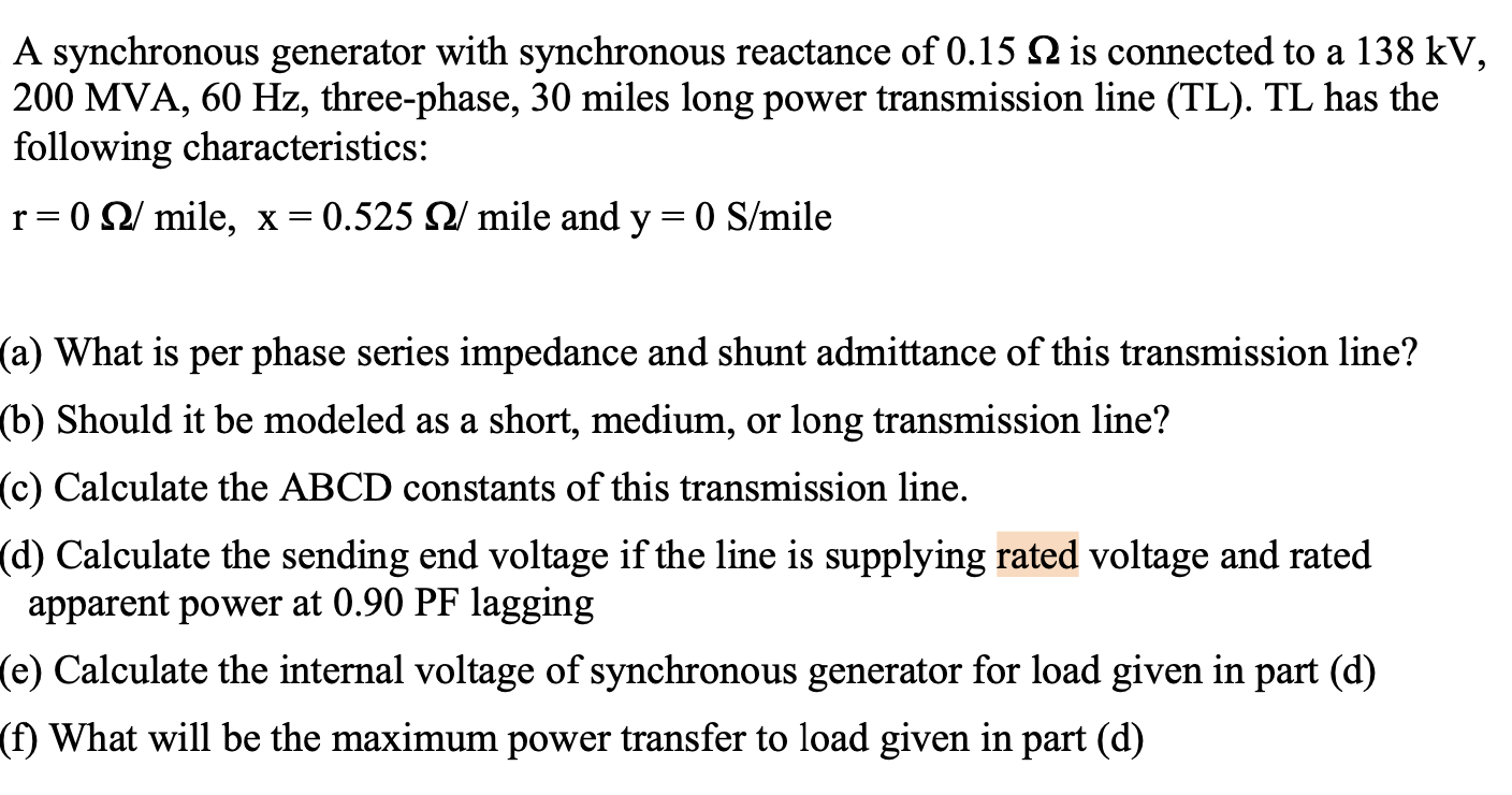 Solved A synchronous generator with synchronous reactance of | Chegg.com