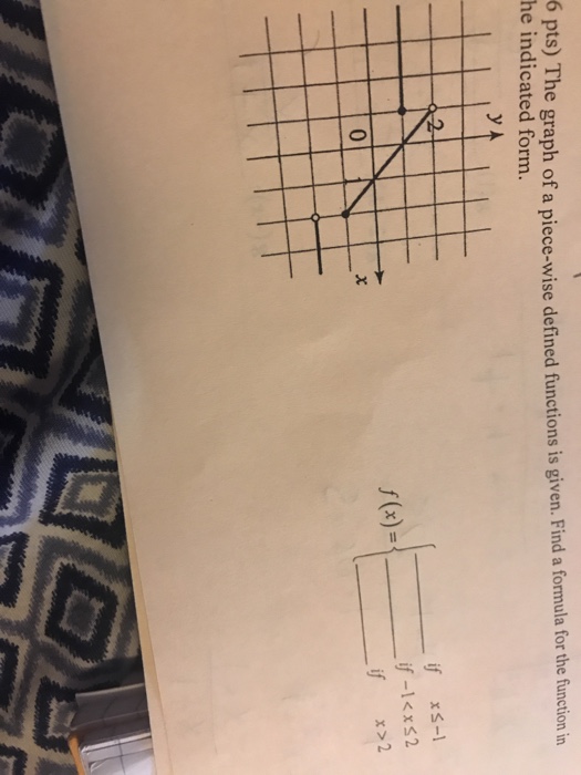 Solved 6 pts) The he indicated form. graph of a piece-wise | Chegg.com