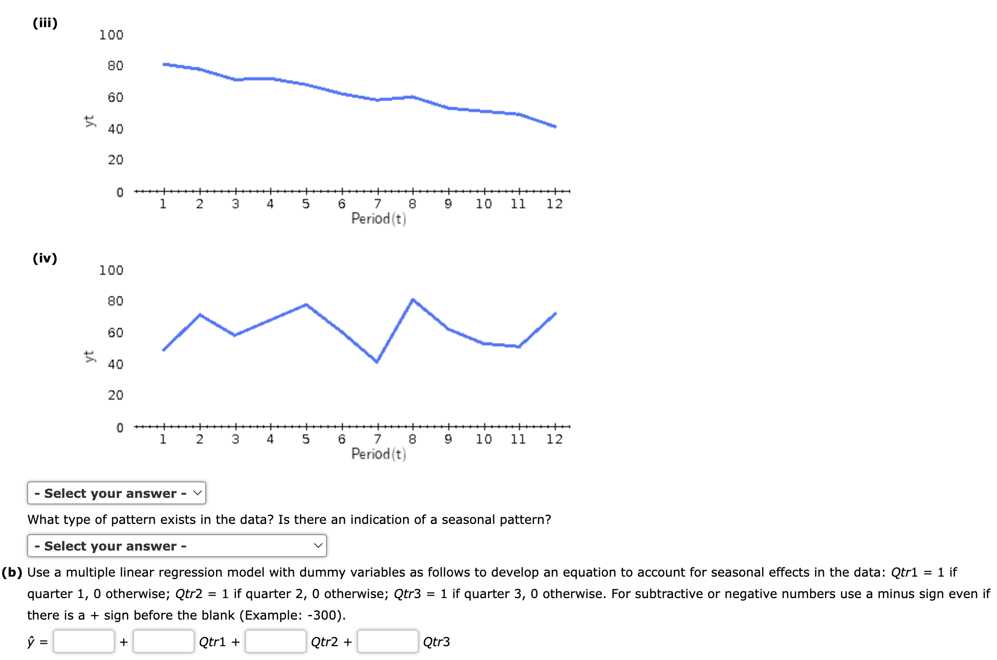 Consider the following time series: (a) Choose a time | Chegg.com