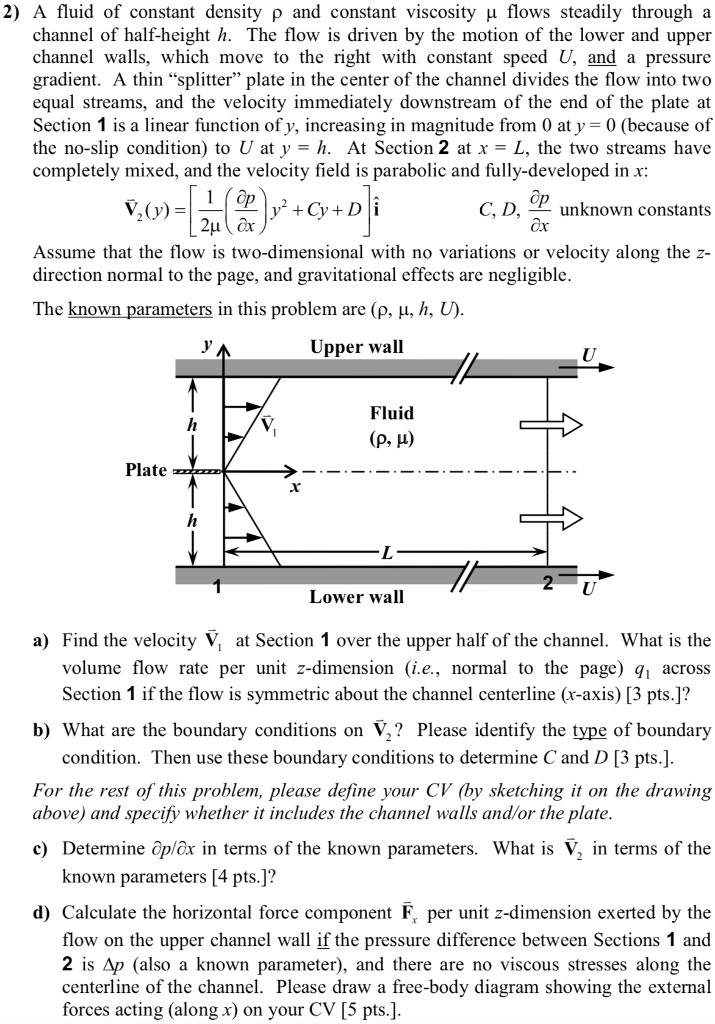 Solved 2) A fluid of constant density ρ and constant | Chegg.com