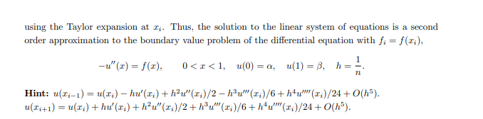 Solved Given U0=α and Un=β. Write down the system of | Chegg.com