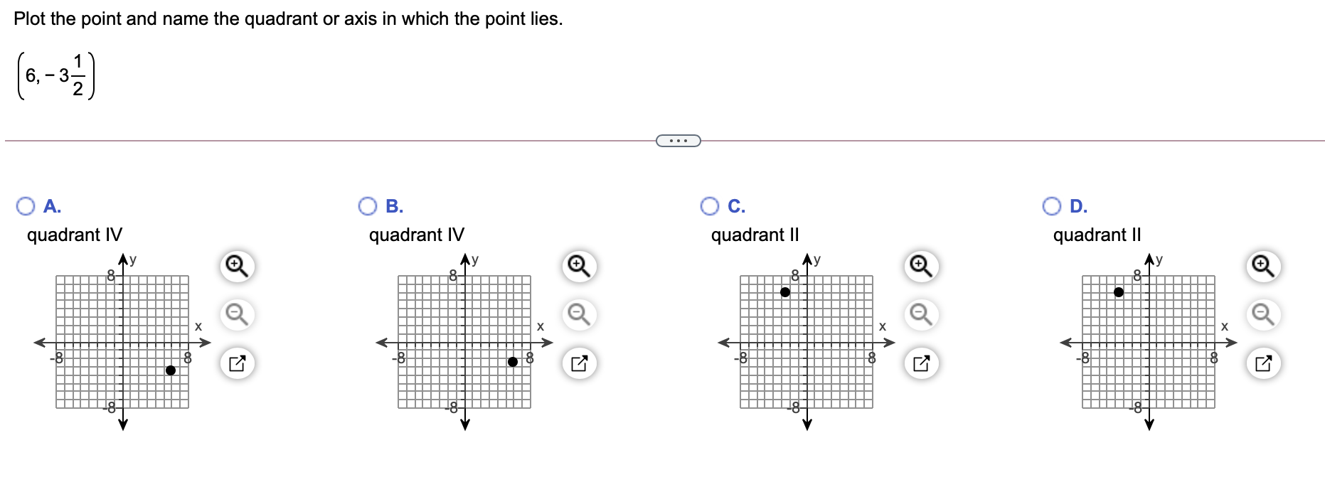 Solved Plot the point and name the quadrant or axis in which | Chegg.com