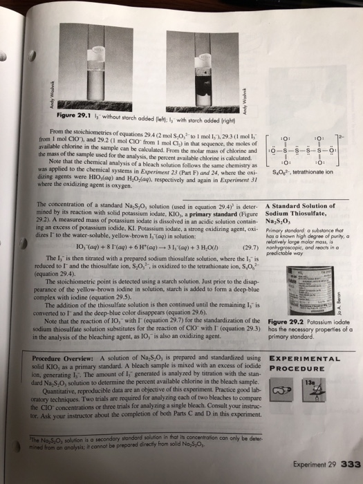 Solved Experiment 29 Bleach Analysis Bleach is used for | Chegg.com