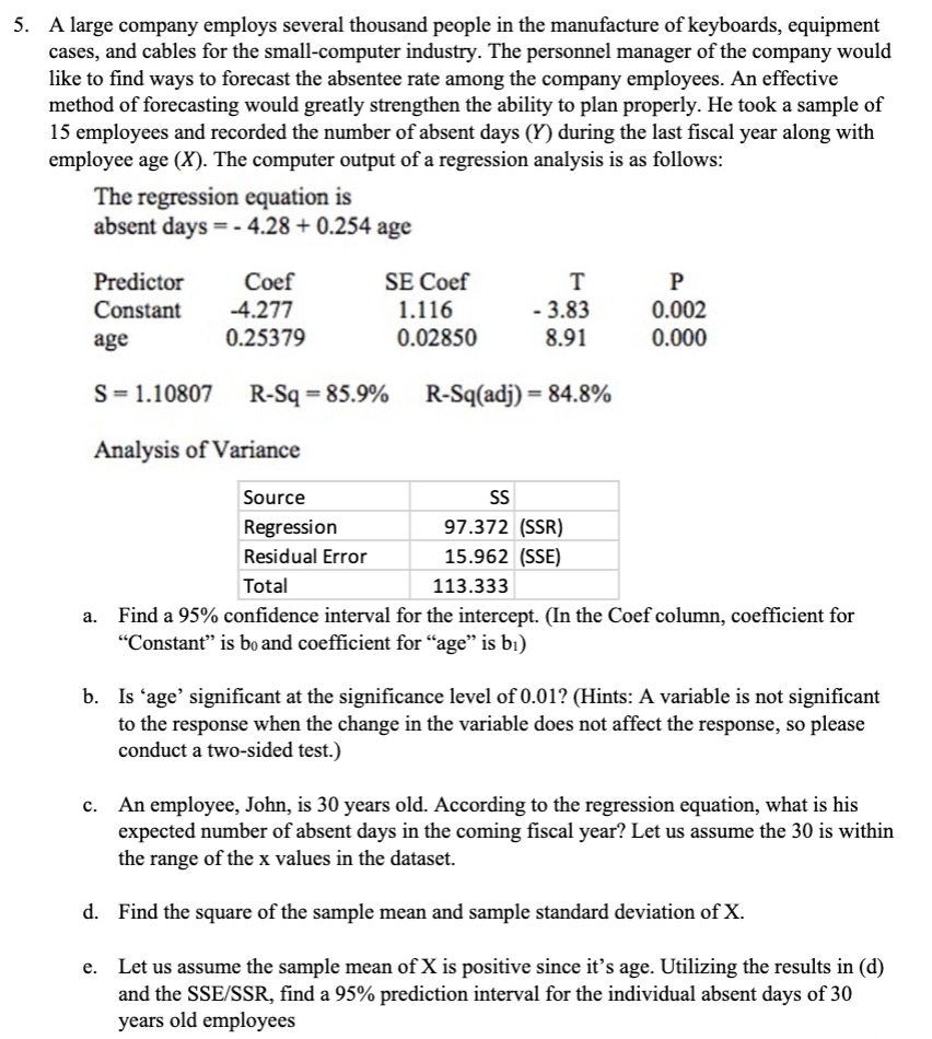 Solved 5. A large company employs several thousand people in | Chegg.com