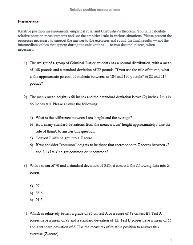 Solved Relative position measurements Instructions: Relative | Chegg.com