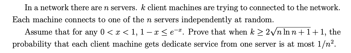 Solved In a network there are n servers. k client machines | Chegg.com