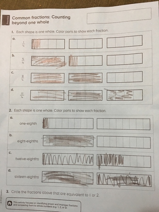 Solved Common fractions: Counting beyond one whole 1. Each | Chegg.com