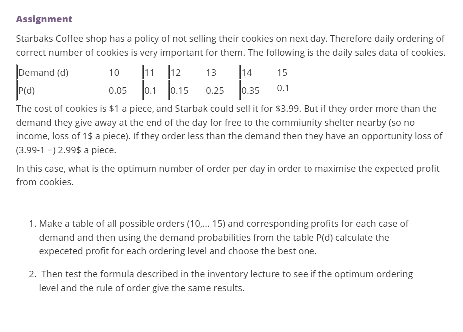 Solved Operations management AssignmentStarbaks Coffee shop | Chegg.com