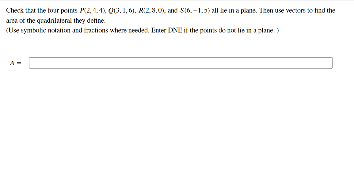 Solved Check that the four points P(2,4,4), Q(3,1,6), | Chegg.com