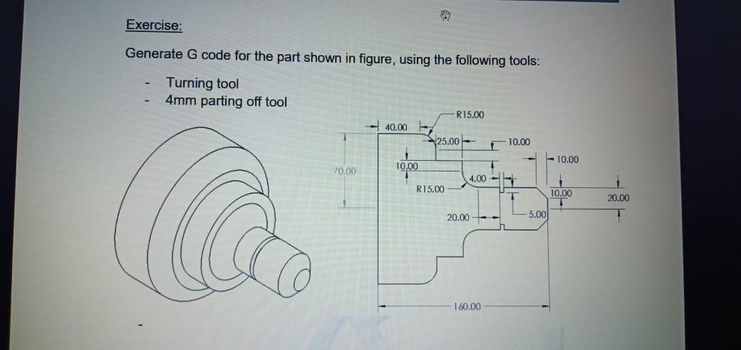 Solved S42 Exercise: Generate G code for the part shown in | Chegg.com