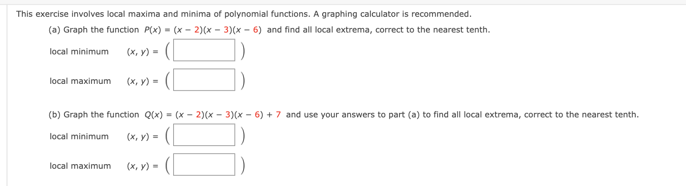 Solved This exercise involves local maxima and minima of | Chegg.com